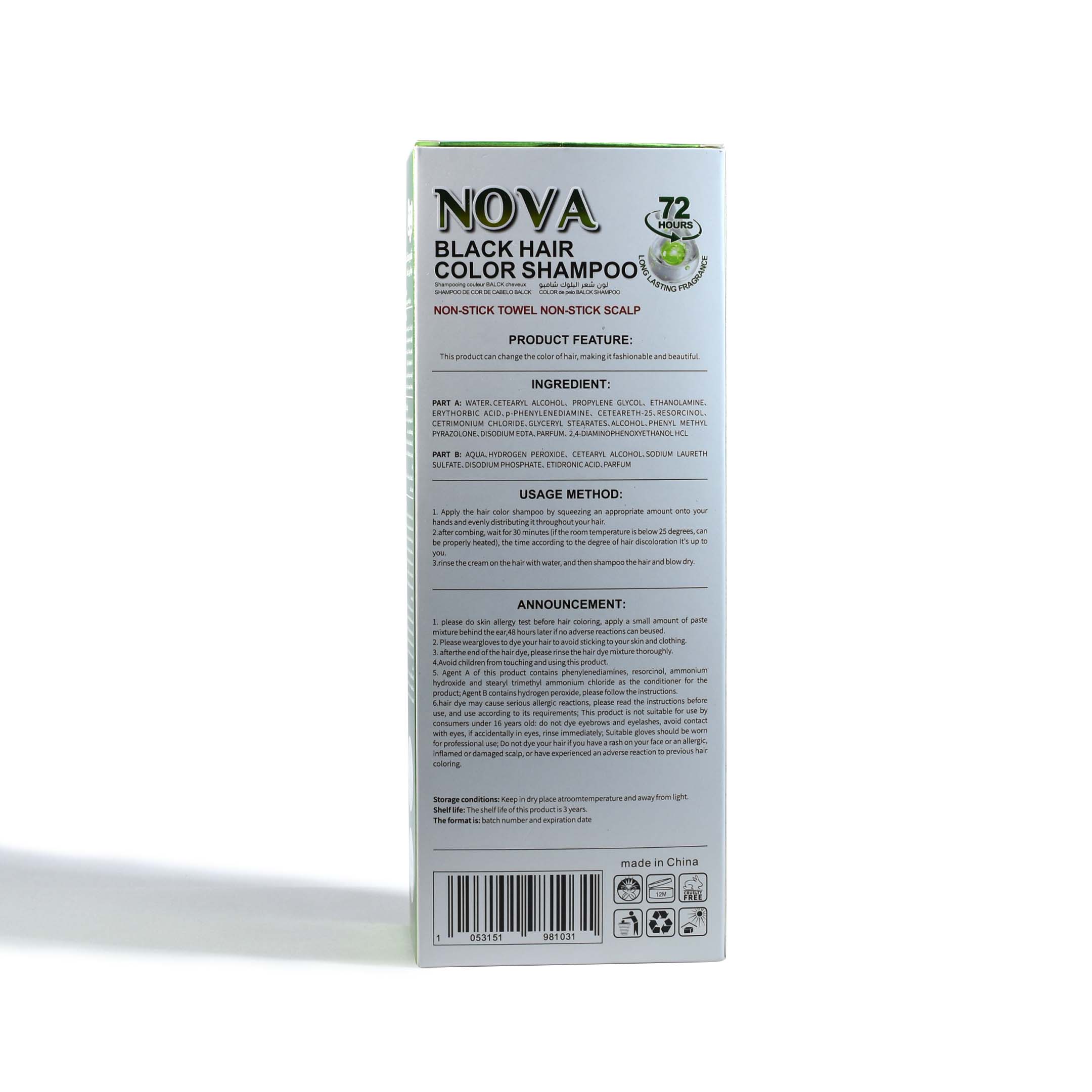 Nova Black Hair Color Shampoo 400ml - Saada International