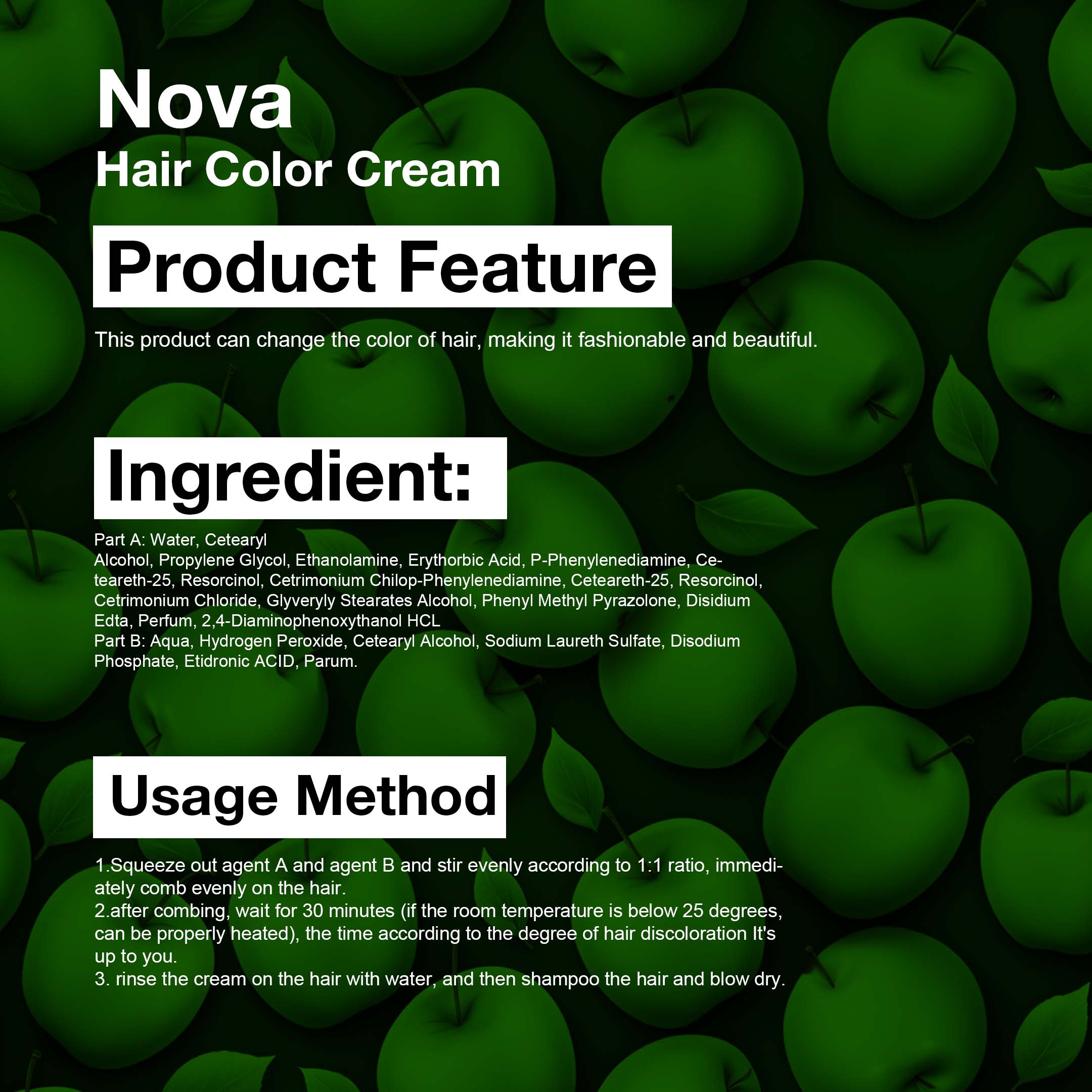 Nova Hair Color Cream Black 500+500ml - Saada International