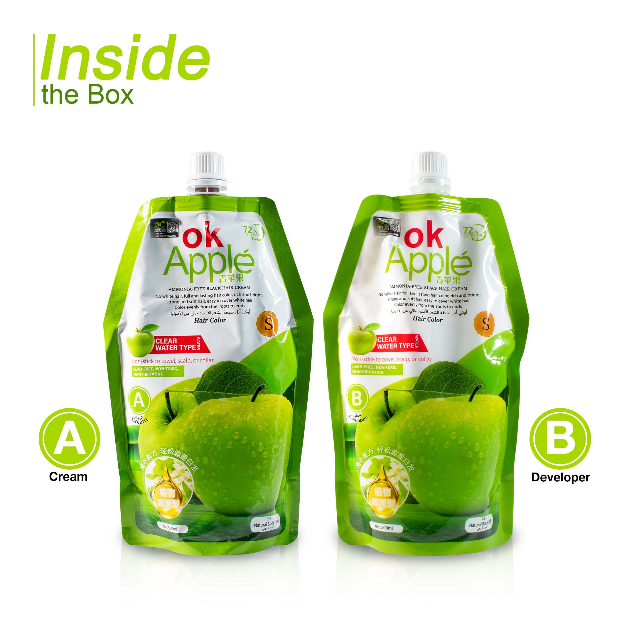 Ok Apple Ammonia Free Black Hair Cream - Saada International